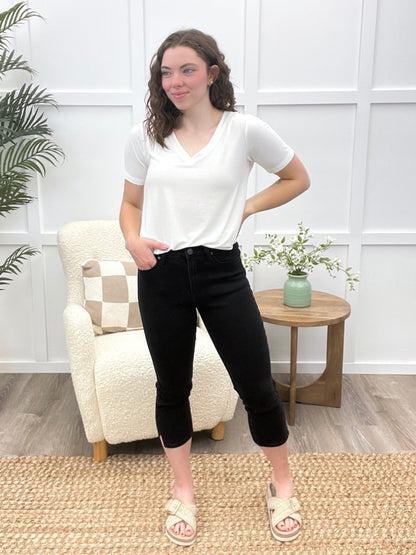 Lila Midnight High-Rise Denim Capris – Premium Stretch – Mint Pineapple ...