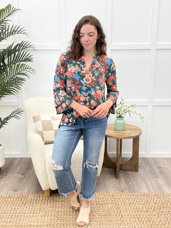 Dear Scarlett Whimsical Garden Lizzy Bell Sleeve Top – Mint Pineapple ...